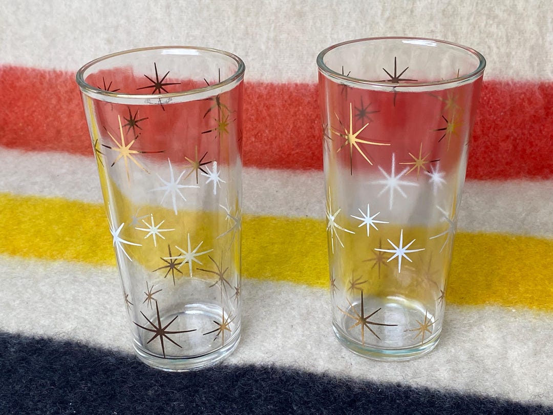 Vintage Set of 2 Mid Century Starburst Tumblers Drinking Glasses MCM ...
