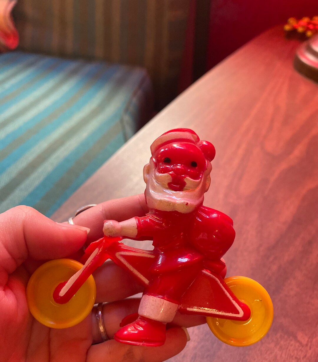 Vintage 1950s ROSBRO Santa Claus Riding Motorcycle Bike Hard Plastic ...