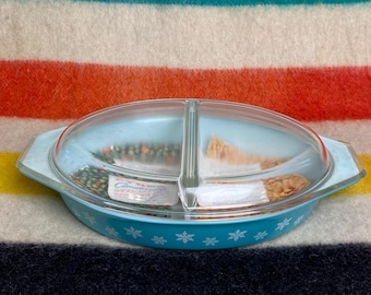 Vintage Pyrex Turquoise Blue Snowflake Casserole 043 W/lid, 1 1/2 Quart ...