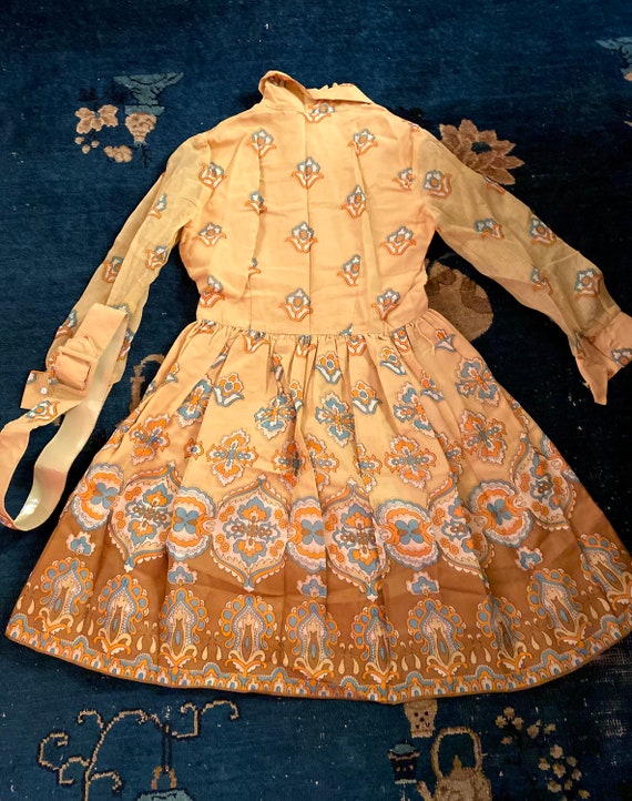 Vintage Ladies 1970s Dutch Psychedelic Print Orange T… - Gem