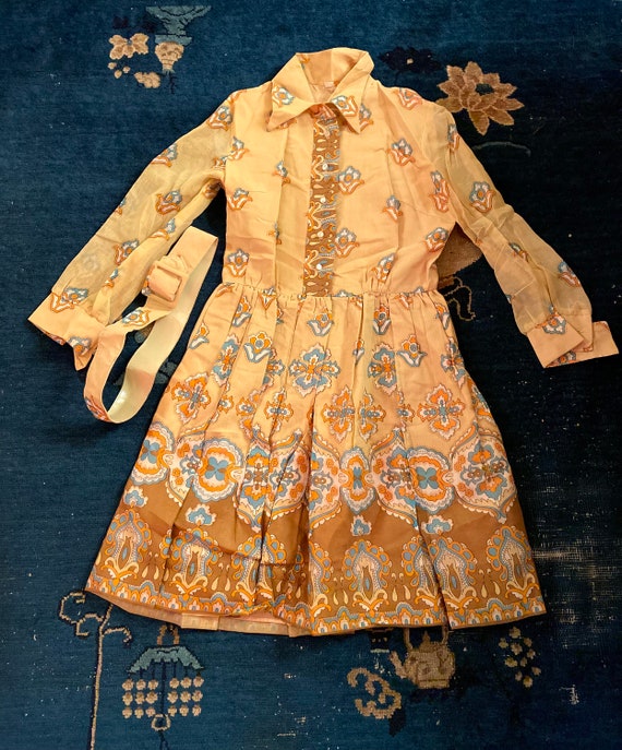 Vintage Ladies 1970s Dutch Psychedelic Print Orange T… - Gem