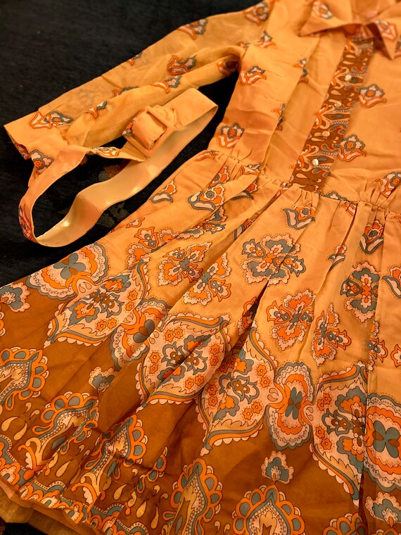 Vintage Ladies 1970s Dutch Psychedelic Print Orange T… - Gem