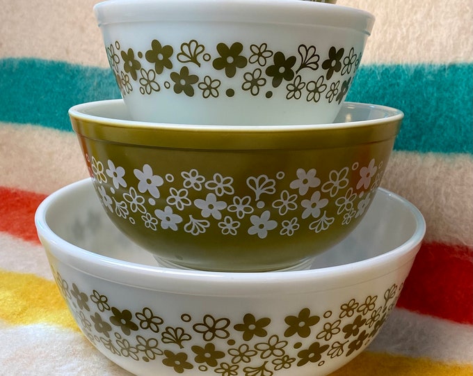 Vintage Pyrex Crazy Daisy Spring Blossom Mixing Bowl Set Mid Century ...