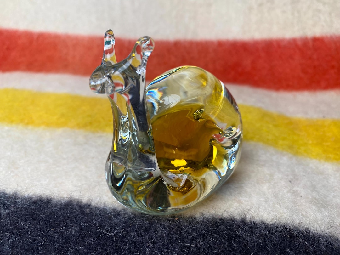 Vintage Glass Snail Paperweight Swung Glass Decor Mid Century - Etsy