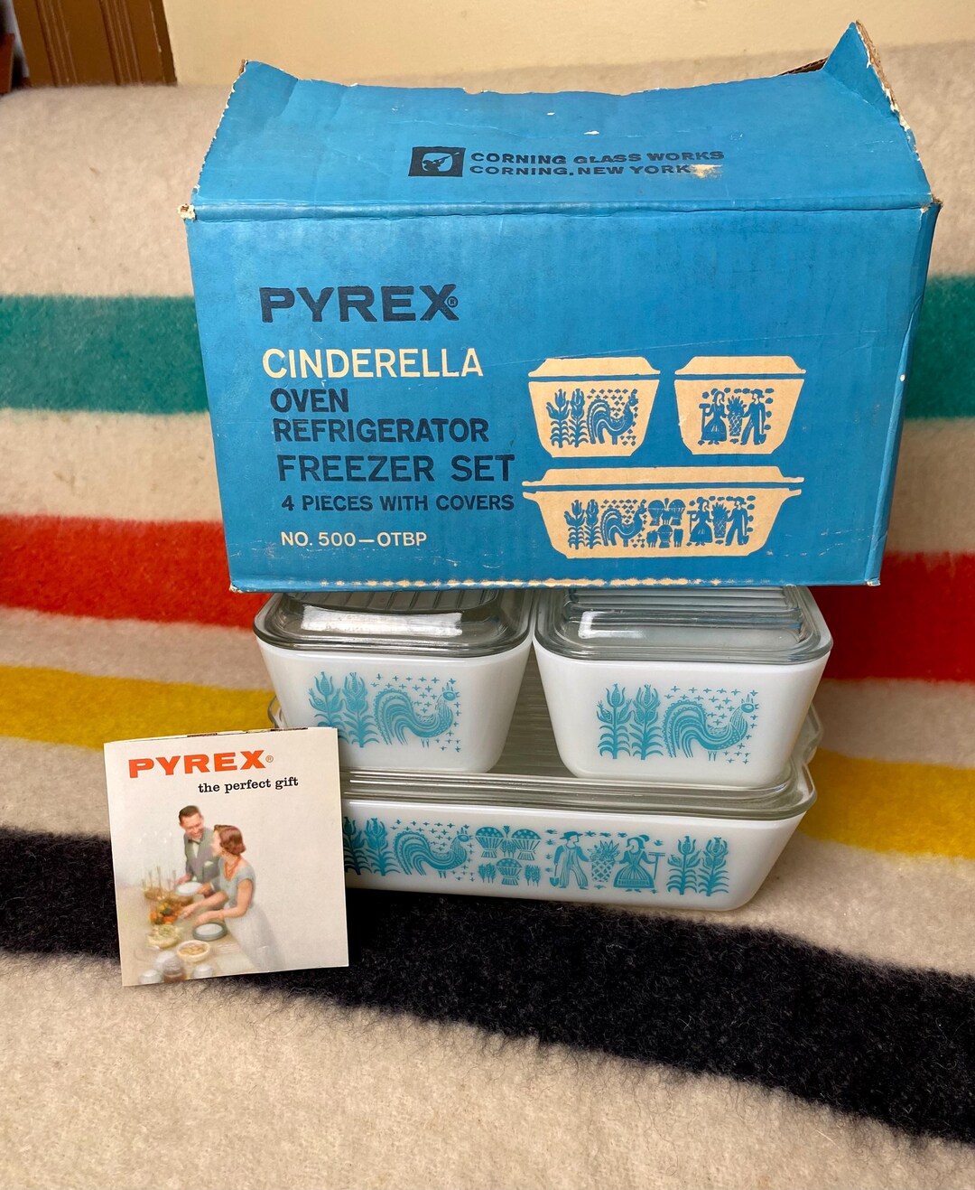 Vintage Rare Pyrex Refrigerator Dish Set in Box Butterprint Amish ...