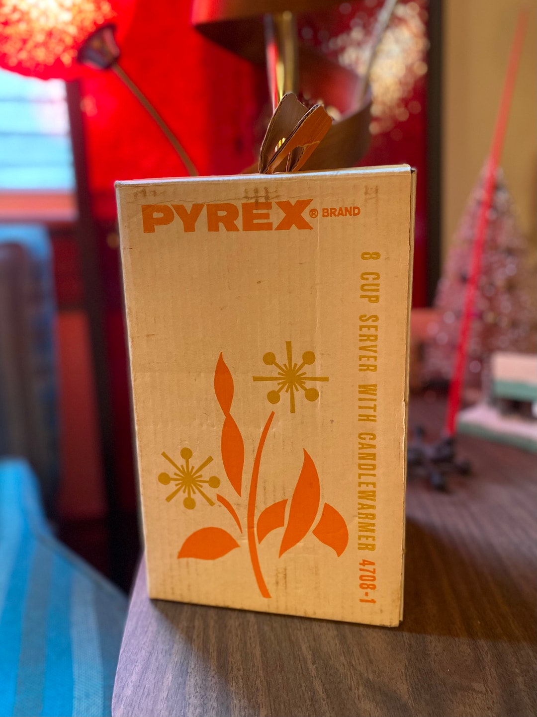 Vintage Rare Pyrex 8 Cup Gold Glass Coffee Carafe Warmer Stand W/ Box ...