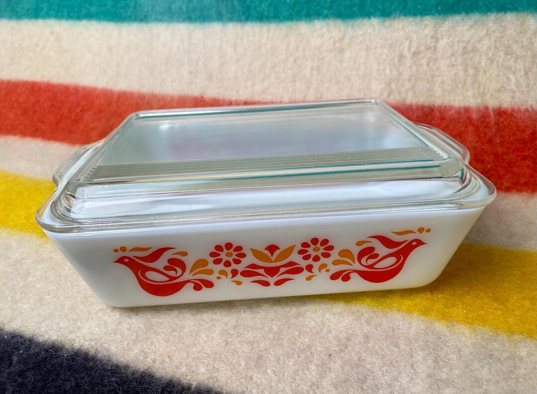 Vintage Pyrex Friendship Pattern 1.5 Quart Refrigerator Dish Baking ...