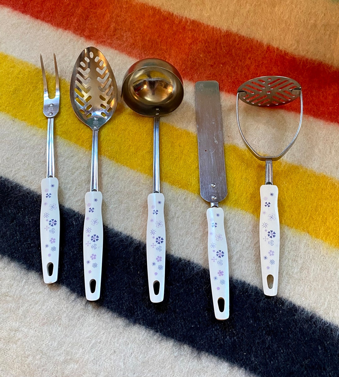 Vintage Kitchen Utensils Set Turquoise Atomic Starburst 1960s Mid ...