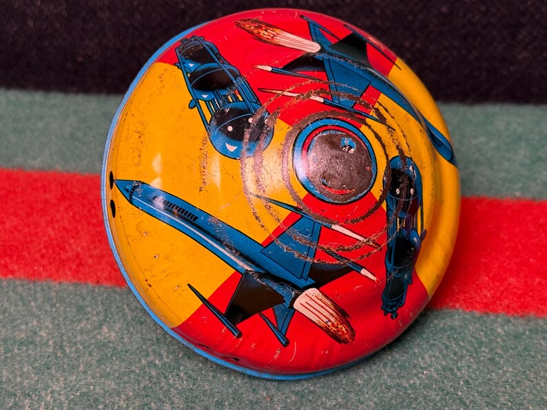 Vintage 1960s Tin Astronauts Space Spinning Top Toy Mid Century Toys ...