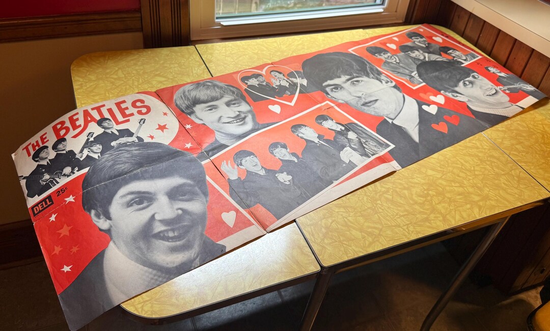 Vintage 1960s Dell the Beatles Jumbo Poster Mid Century Posters Wall ...