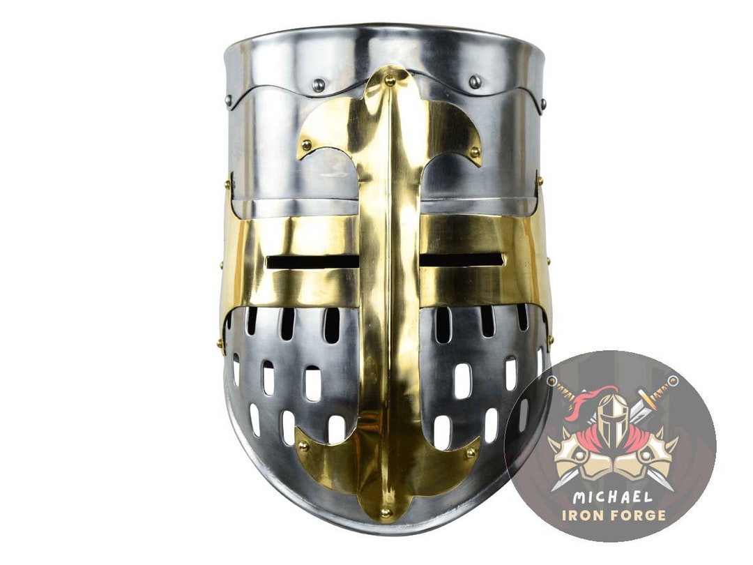 Steel Flat Top Crusader Helmet 18 Gauge / Larp Helmet/ Christmas Gift ...