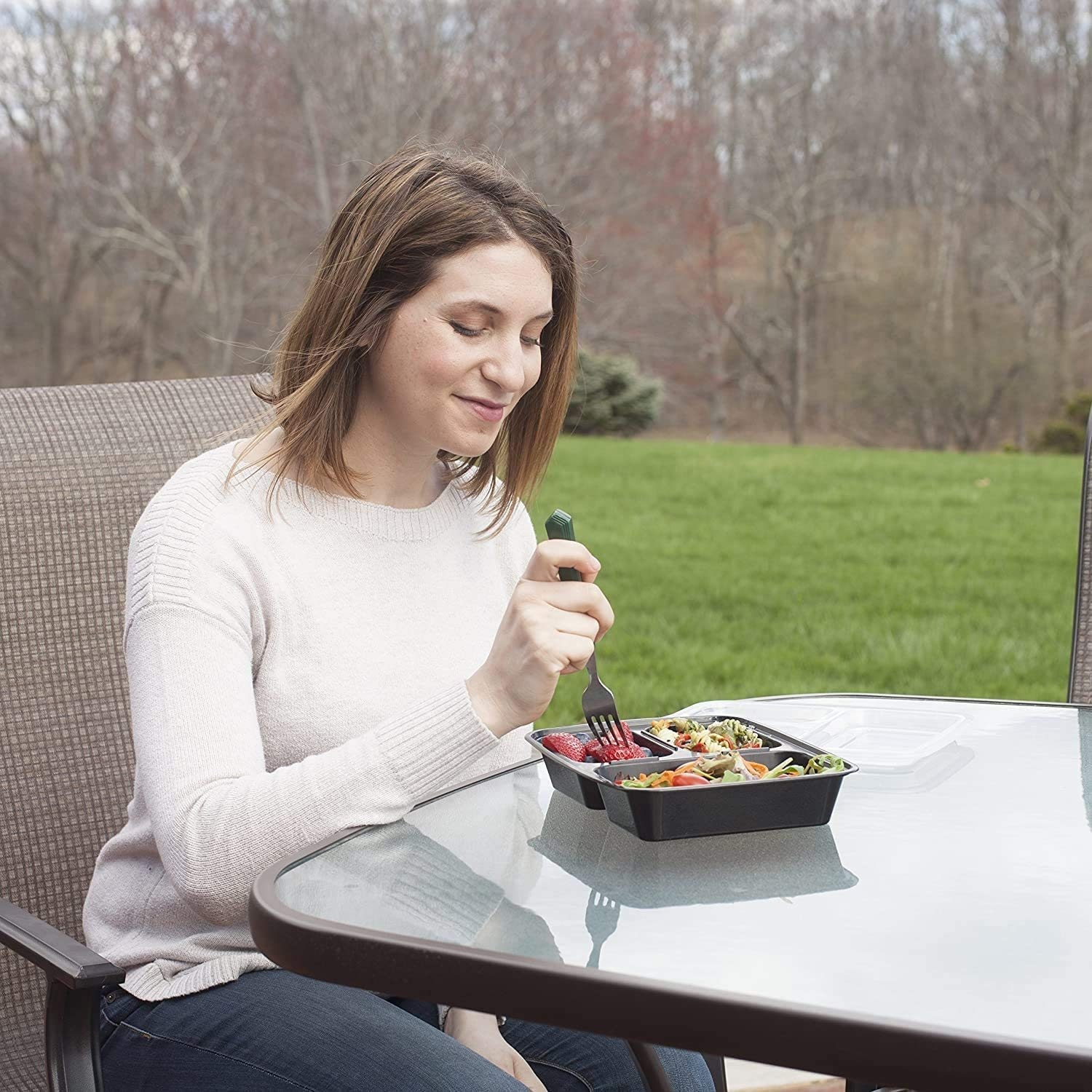 Ez Prepa 20 Pack 32oz 3 Compartment Meal Prep Containers With Lids ...