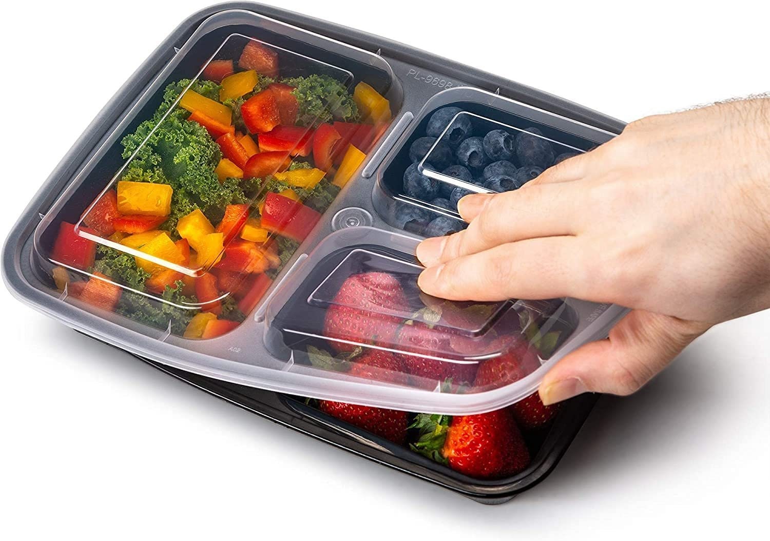 Ez Prepa 20 Pack 32oz 3 Compartment Meal Prep Containers With Lids ...