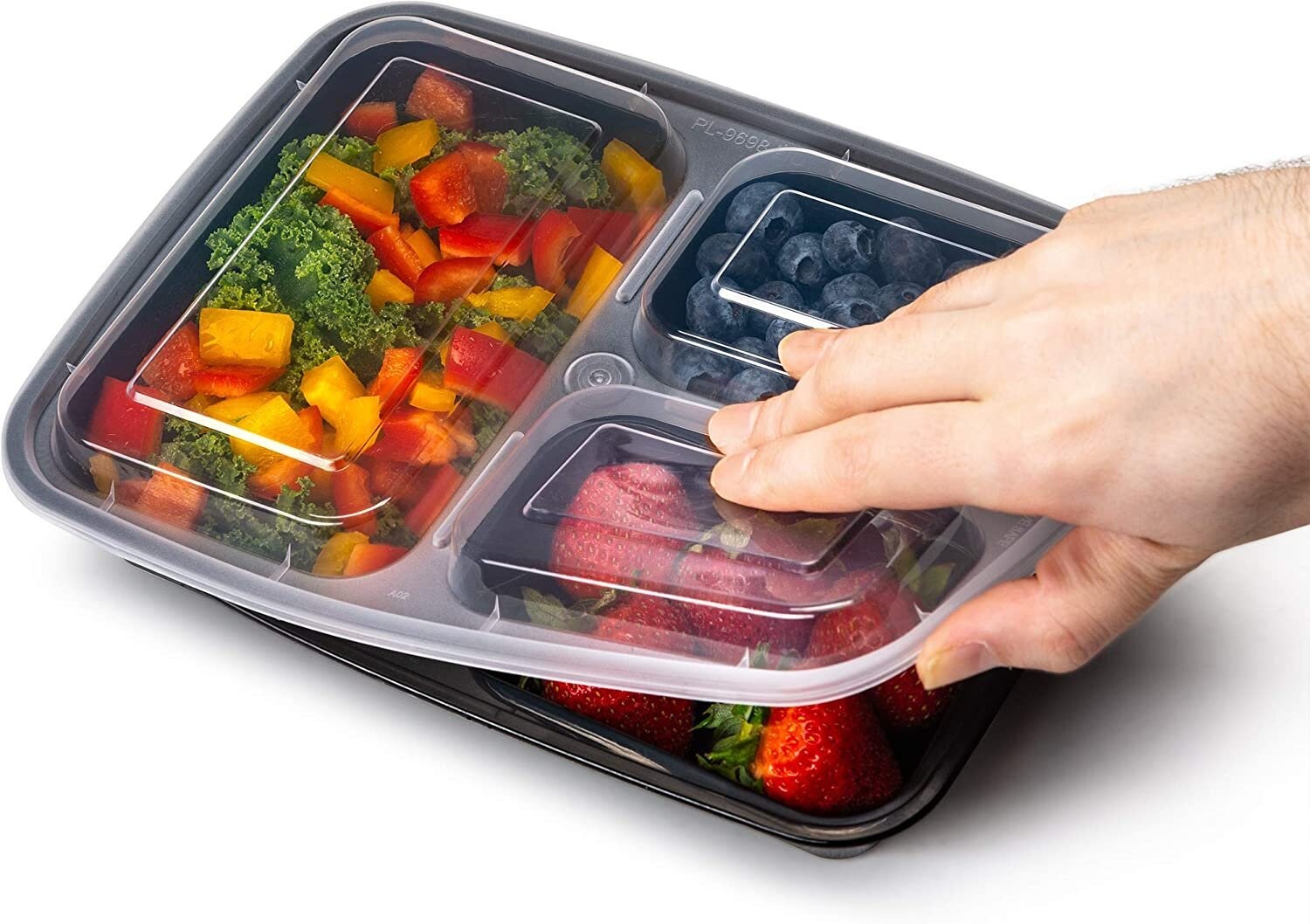 Ez Prepa 20 Pack 32oz 3 Compartment Meal Prep Containers With Lids ...