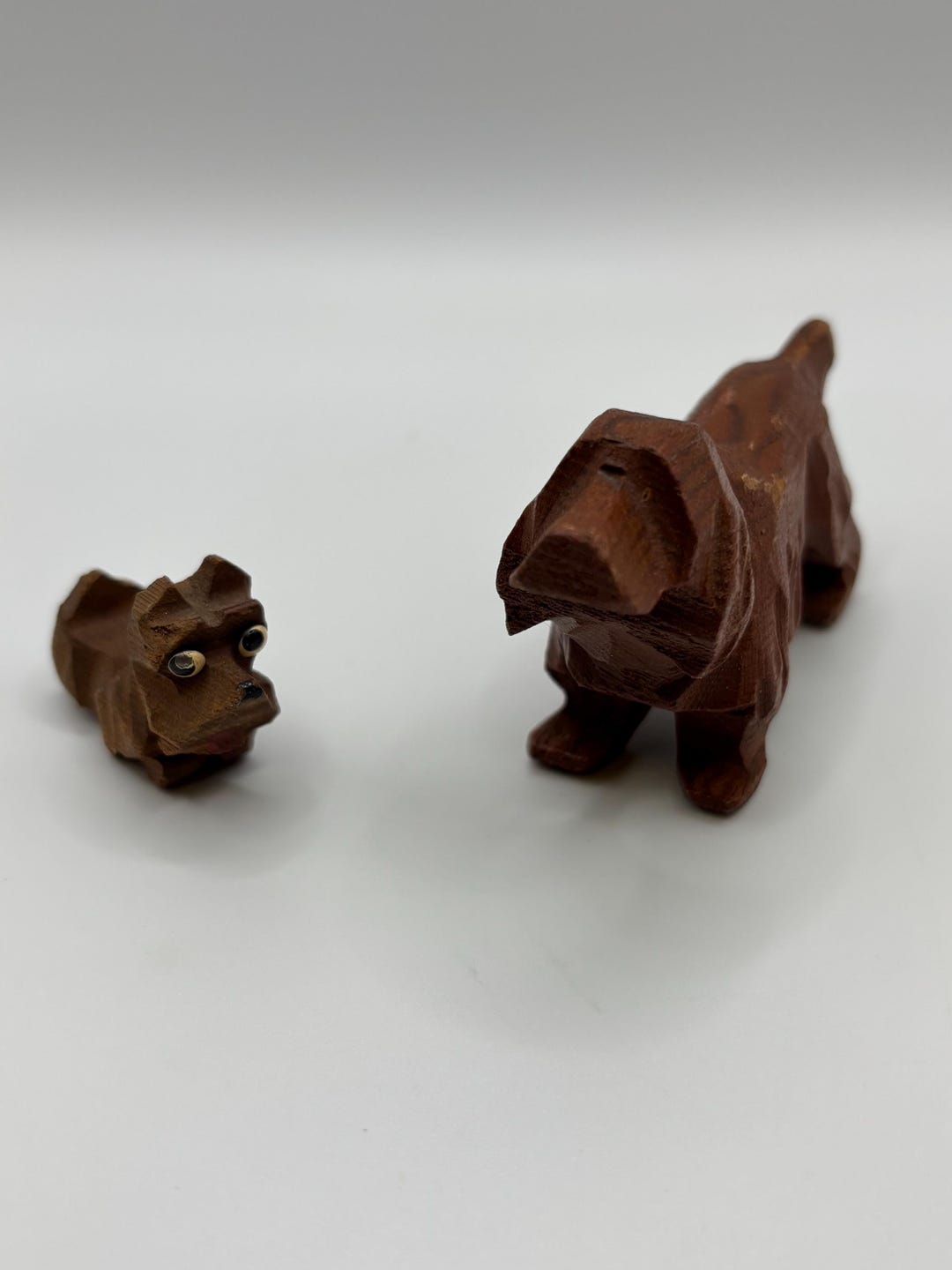 2 Hard Carved Wooden Dogs - Etsy