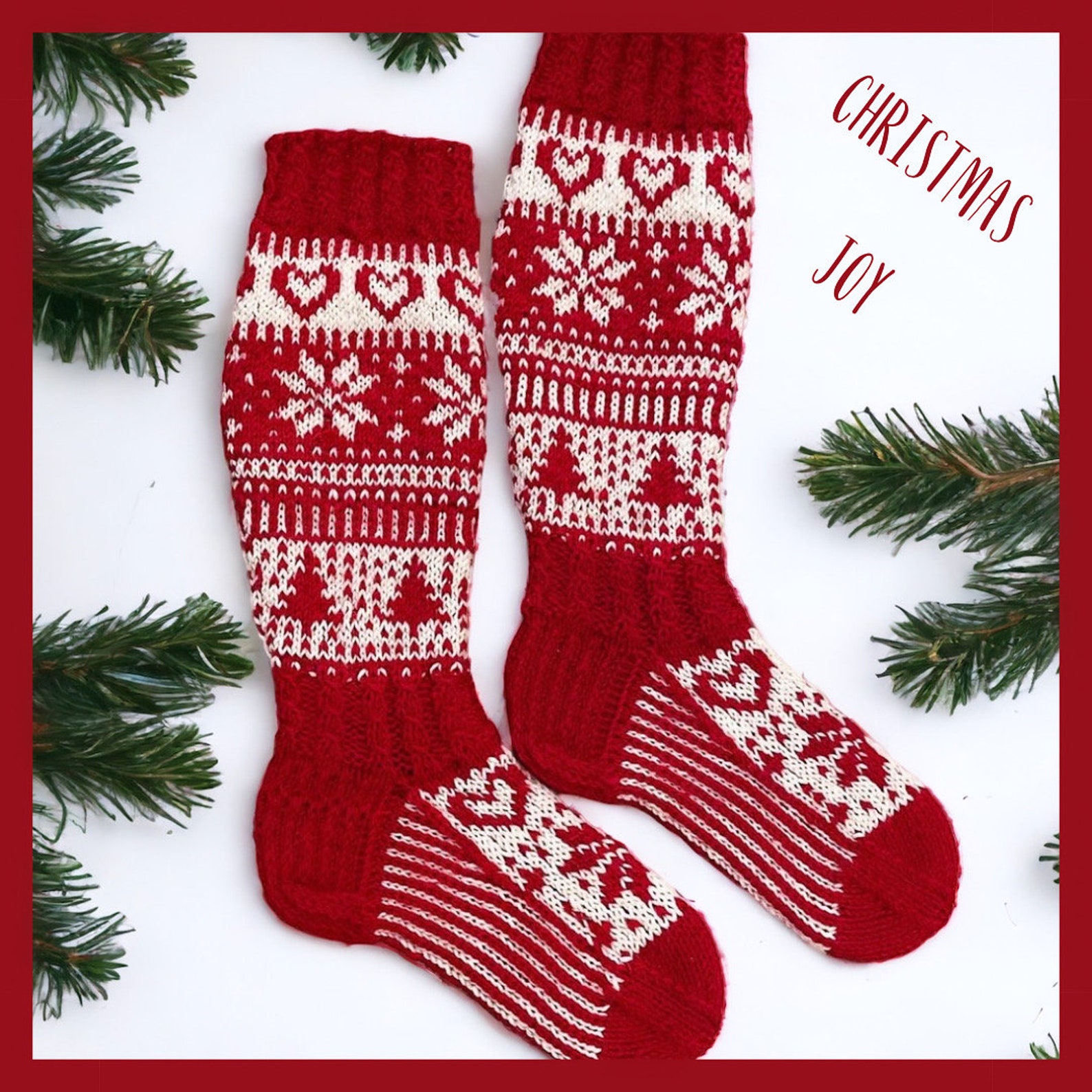 Chritmas Joy Wool Sock , Knitting Pattern - Etsy