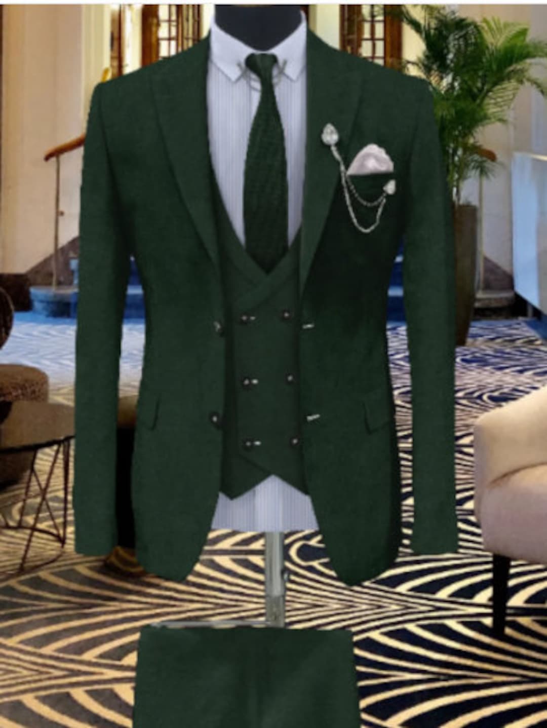 Stunning Emerald Green Suit 3-piece Set Men's Tailored Formalwear for ...