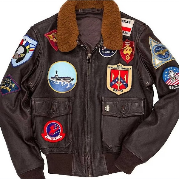 Leather Custom Patch Flight Jacket - Etsy