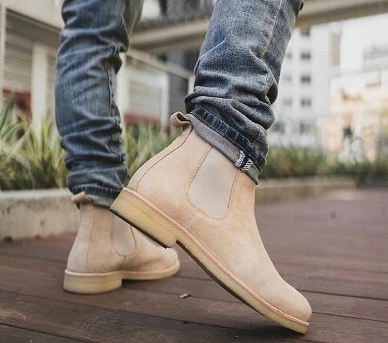 Beige Custom Ankle Handmade Chelsea Boot - Etsy