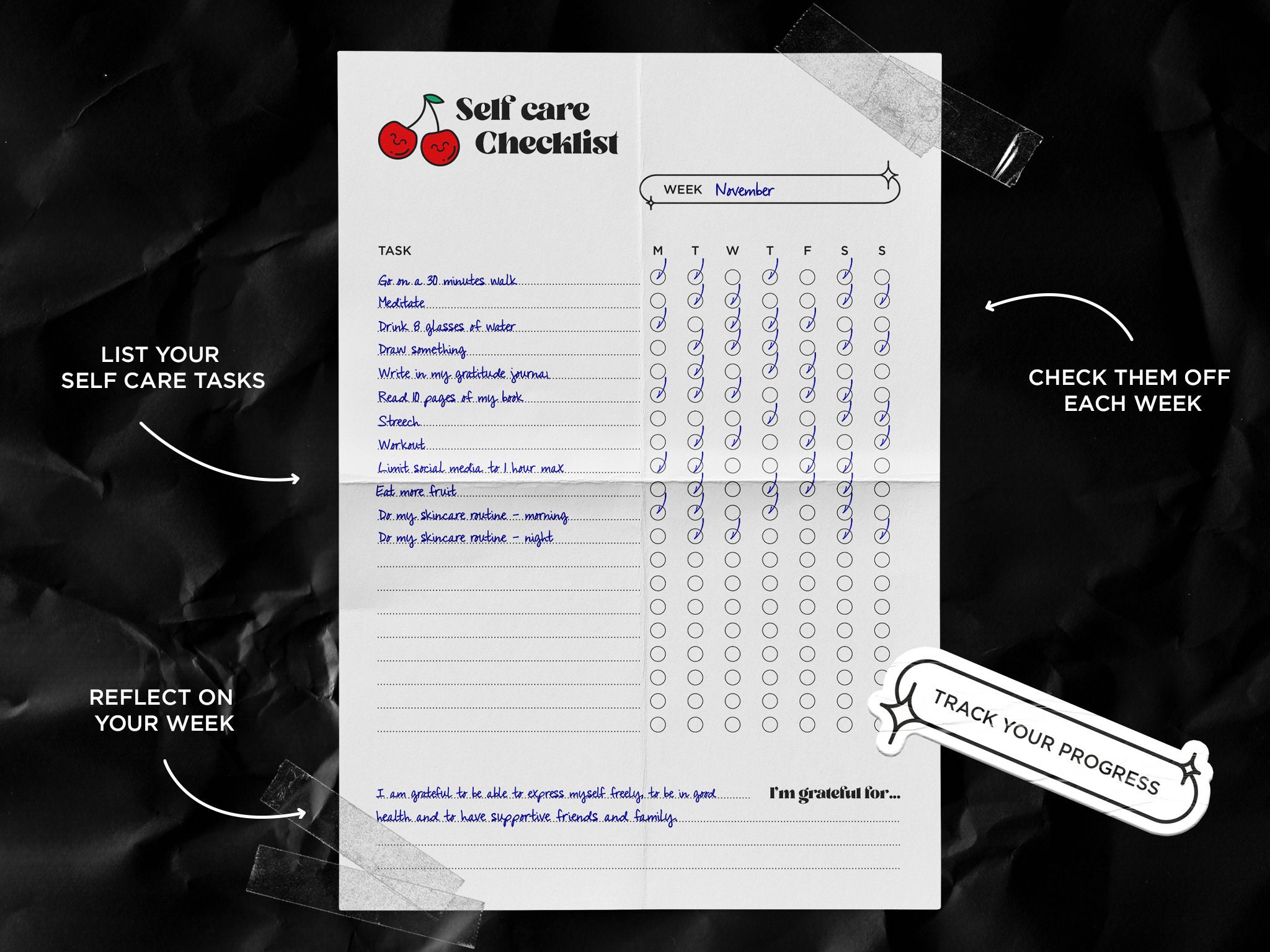 Self Care Checklist, Self-care Planner, Selfcare for Mental Health and ...