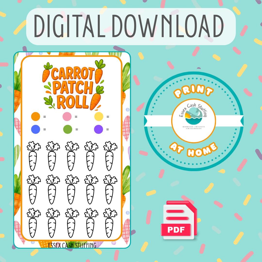 DIGITAL Easter Spring Carrot Patch Roll Dice Game Savings Challenge ...