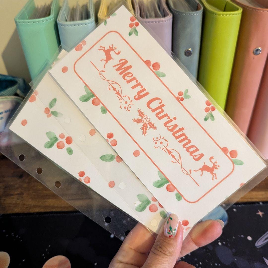 Holly Christmas Savings Binder Cover Cash Stuffing Low Income - Etsy