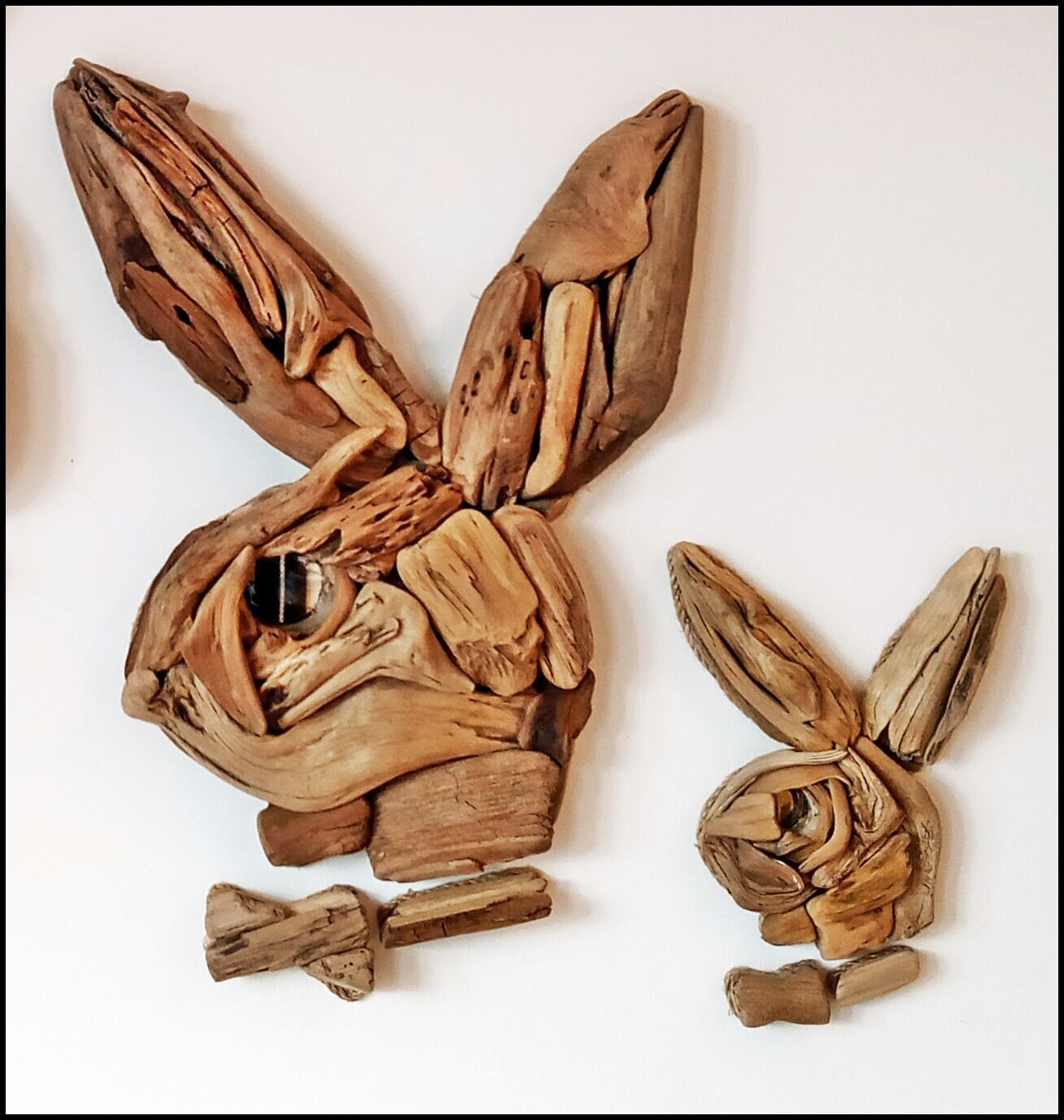 Driftwood Rabbitset of 3 Rabbits Wall Decor Home Decor - Etsy