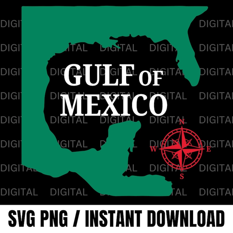 Gulf of Mexico Map Design: SVG, PNG Files (digital Download) - Etsy