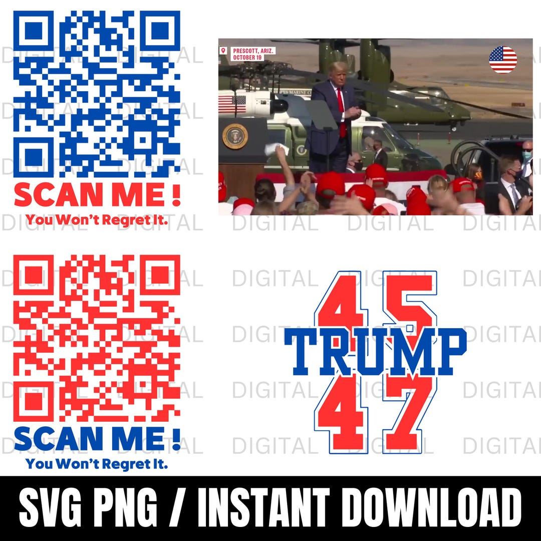 Trump QR Code Png Svg, 45/47 Trump Dancing Code Png Svg, Trump YMCA ...