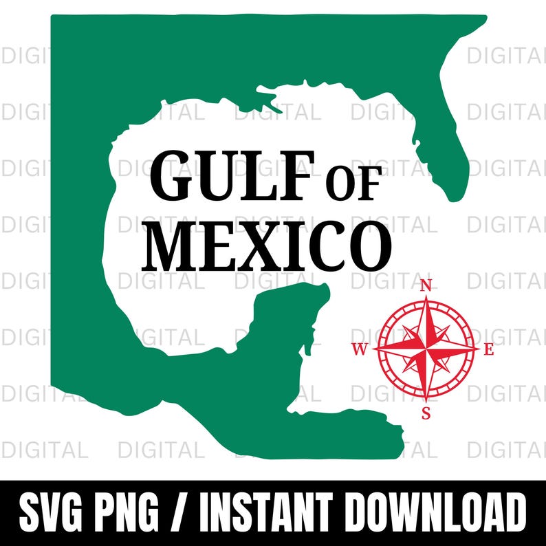 Gulf of Mexico Map Design: SVG, PNG Files (digital Download) - Etsy