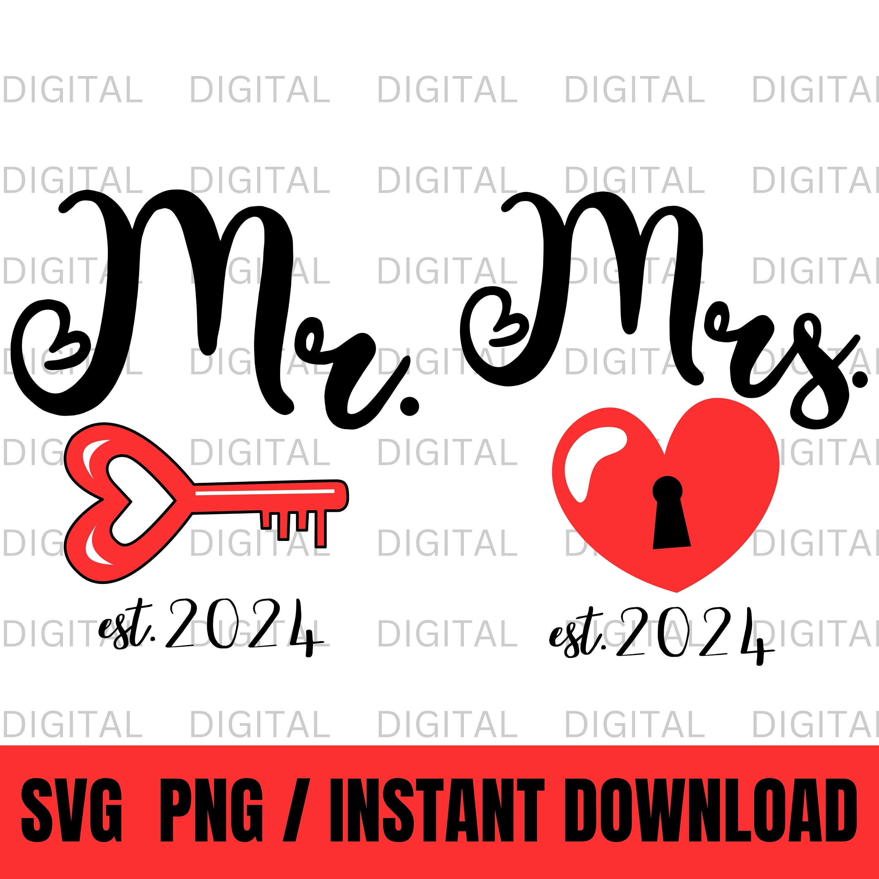 Sr. y Sra. 2024 Svg Png, Hubby Wifey 2024 SVG, Matrimonio png, boda svg ...