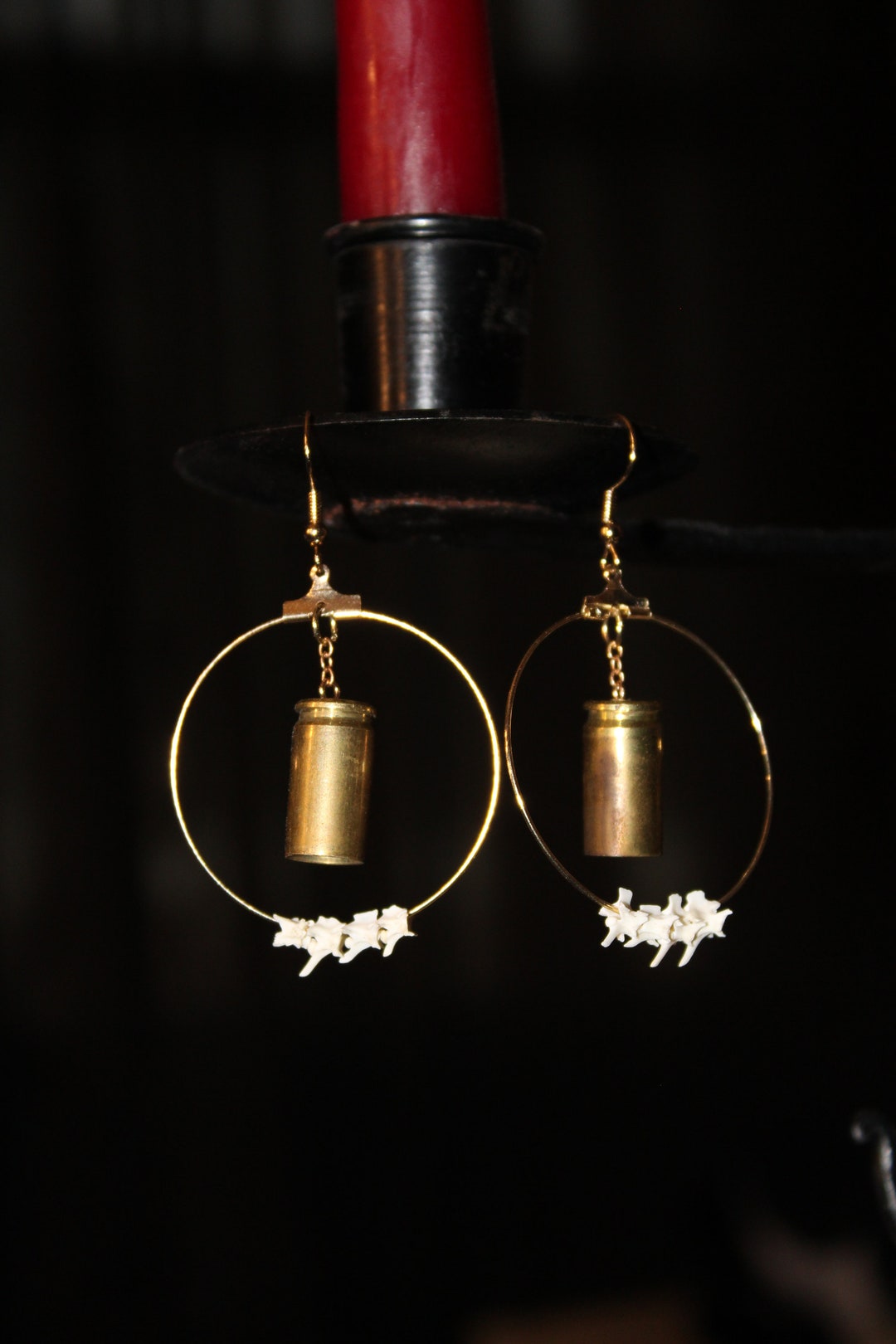 Bone Earrings, Hoop Earrings, Bullet Earrings, Vertebrae Earrings ...