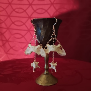 Snake Earrings, Bone Earrings, Gothic Jewelry, Bone Jewelry, Real Bone ...