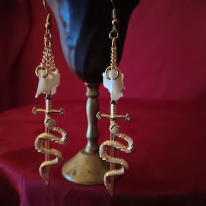 Sword Earrings, Bone Earrings, Vertebrae Earrings, Snake Earrings ...