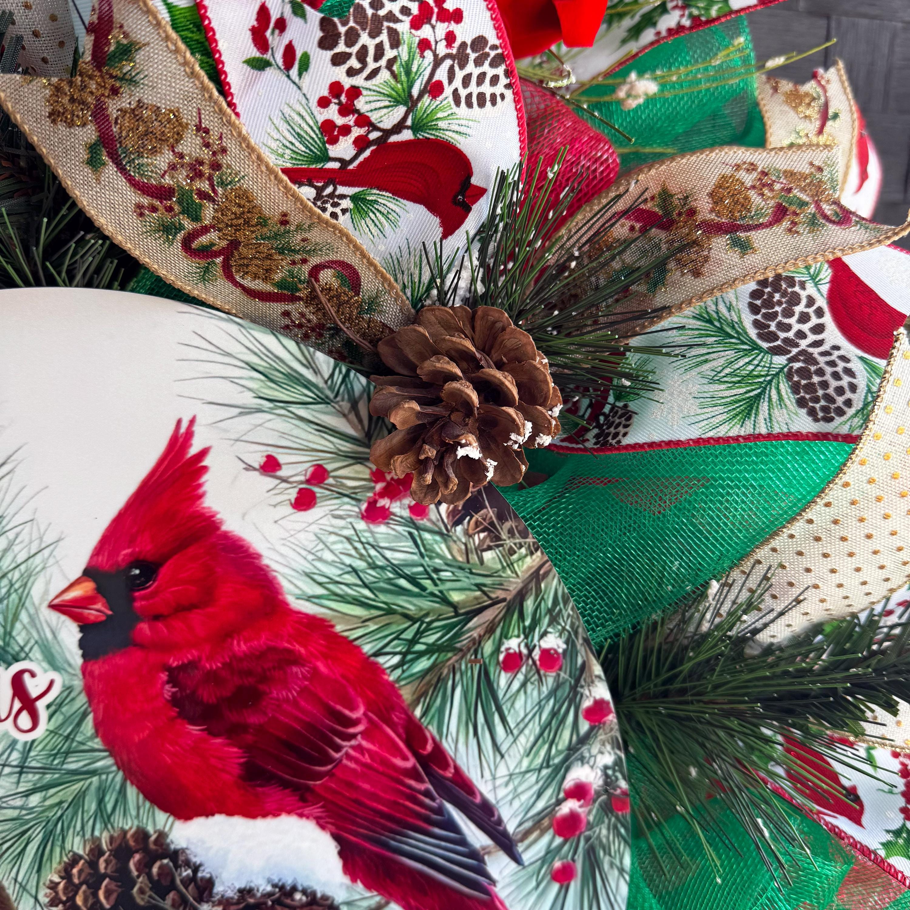 Merry Christmas Cardinal Wreath Large - Etsy