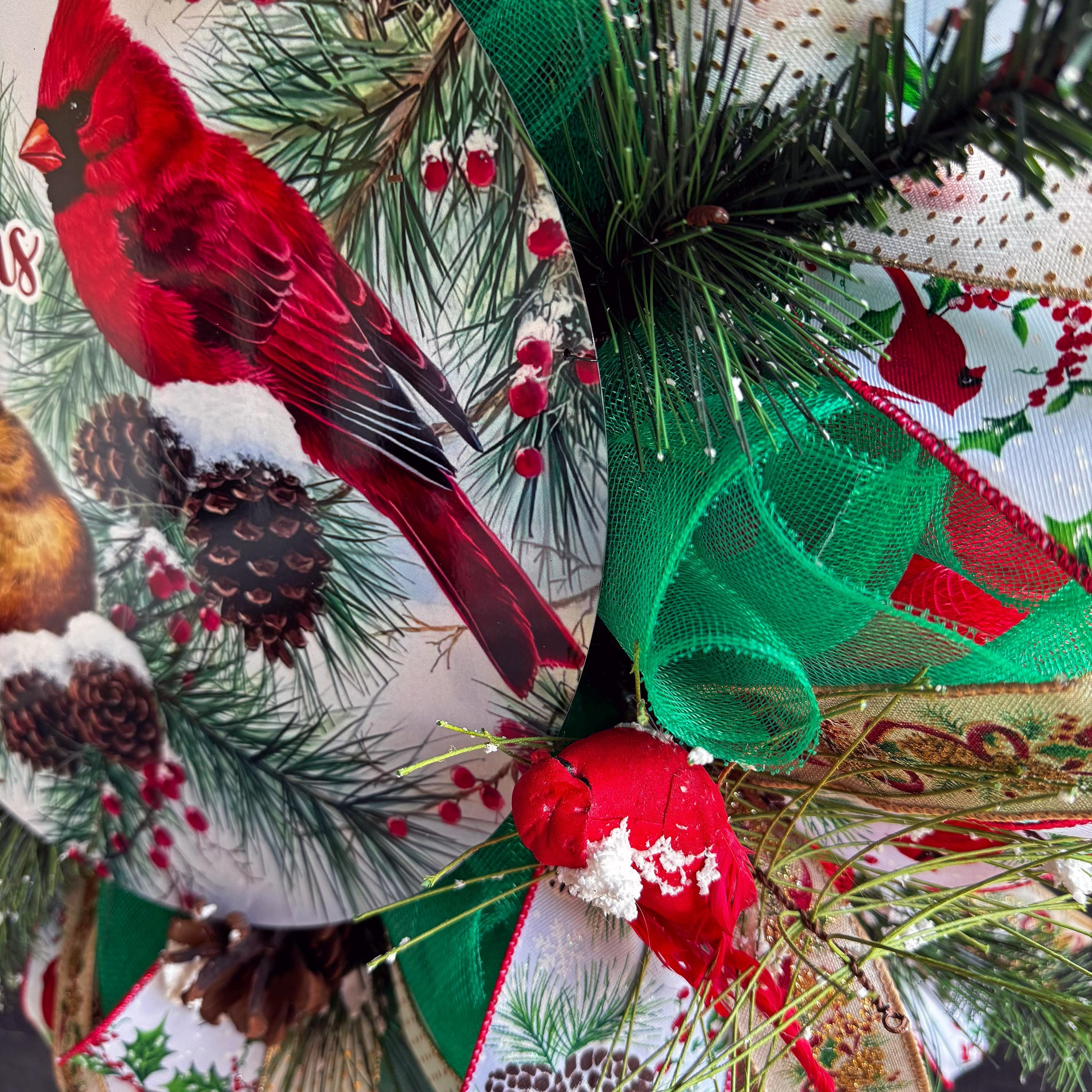 Merry Christmas Cardinal Wreath Large - Etsy