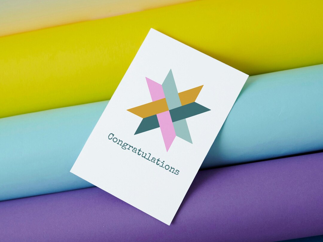 Congratulations Star Quilt Block Greeting Card for Teacher Appreciation ...