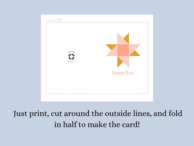 PRINTABLE Thank You Star Quilt Block Greeting Card for Teacher ...