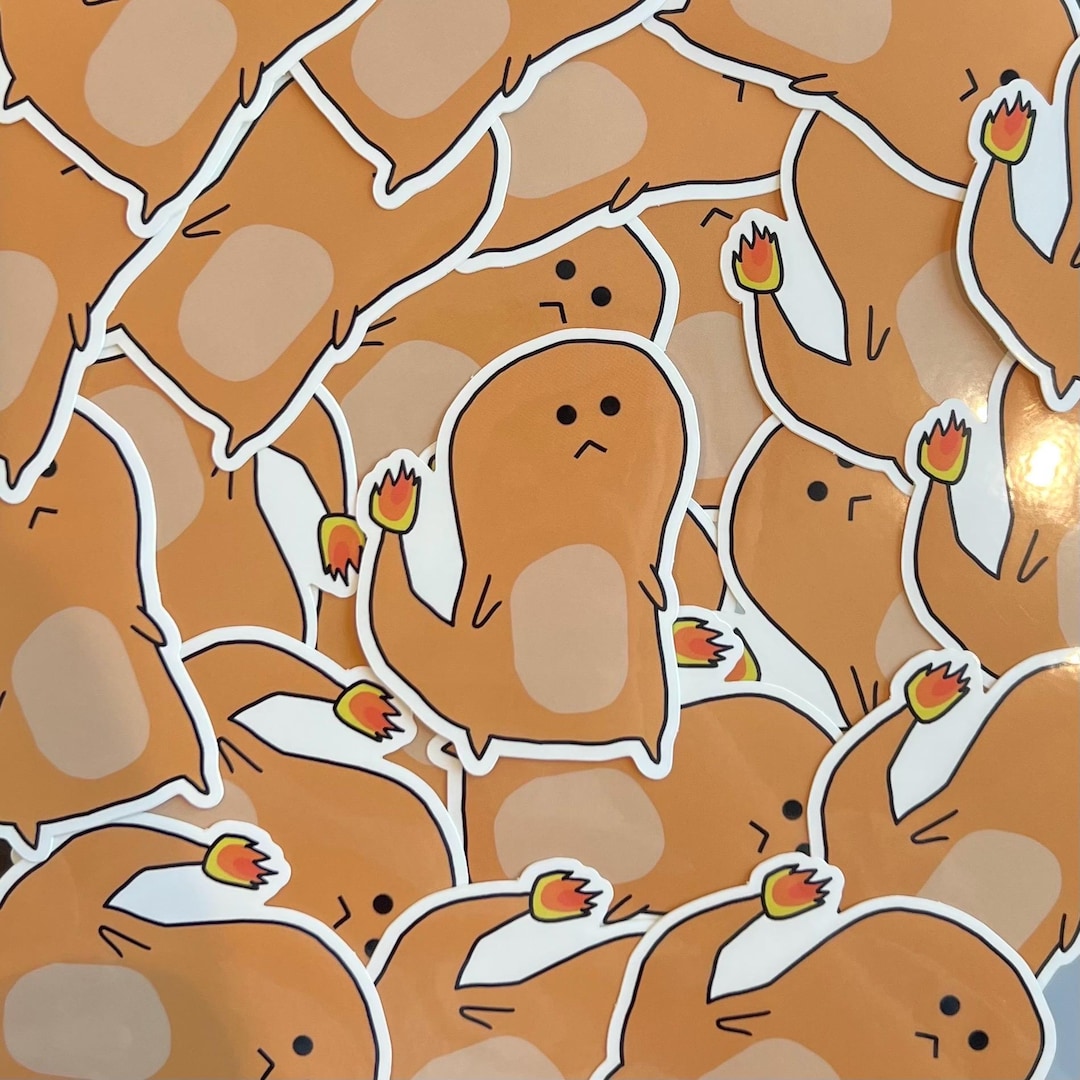 Derpy Pokemon Charmander Sad Vinyl Waterproof Sticker, Cute Fire Animal ...