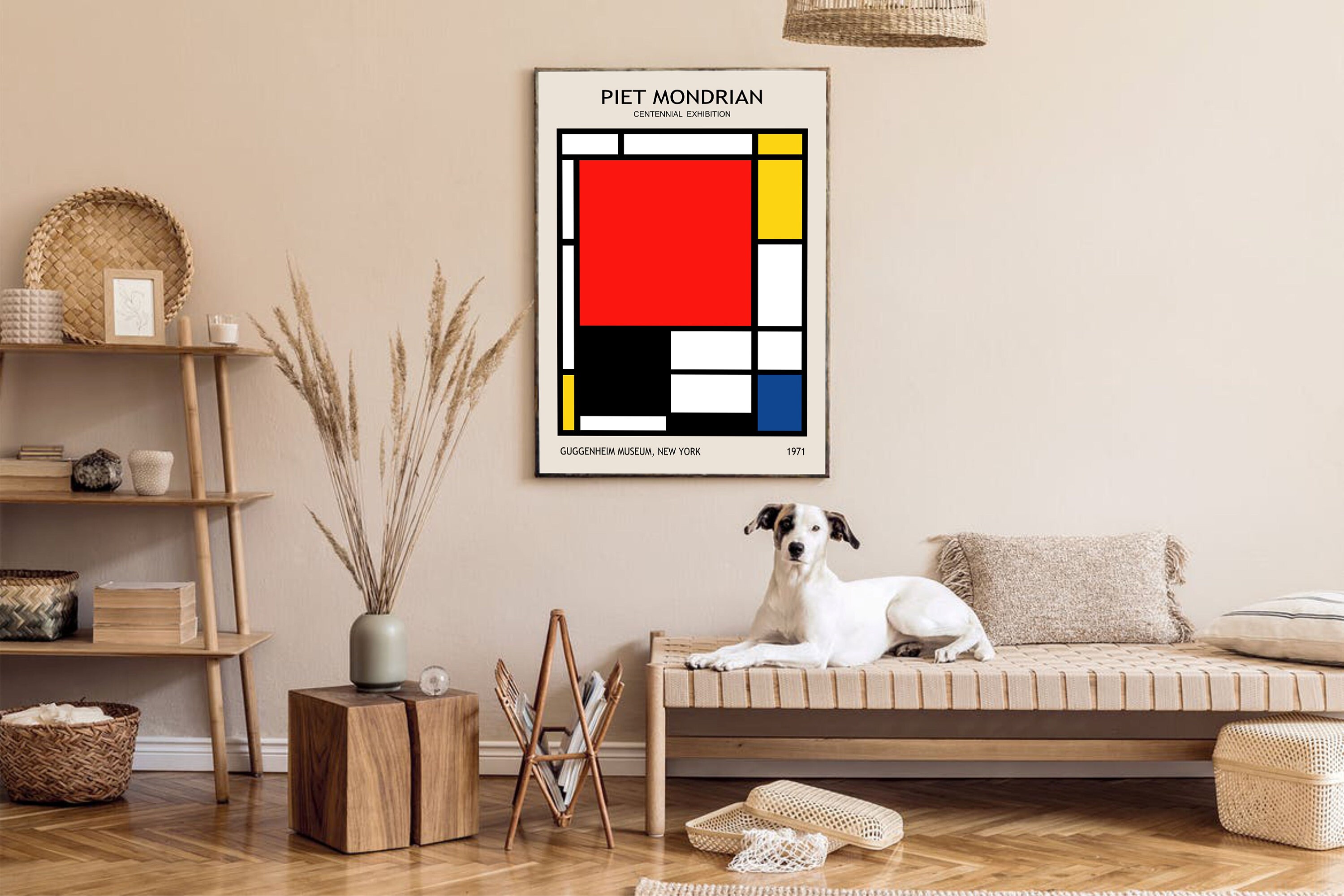 Piet Mondrian Print, Retro Exhibion Poster, Geometric Print, Mondrian ...