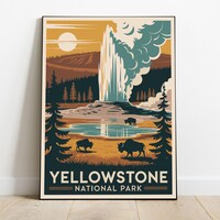 Vintage Yellowstone National Park Poster: Retro Western Wall Art ...