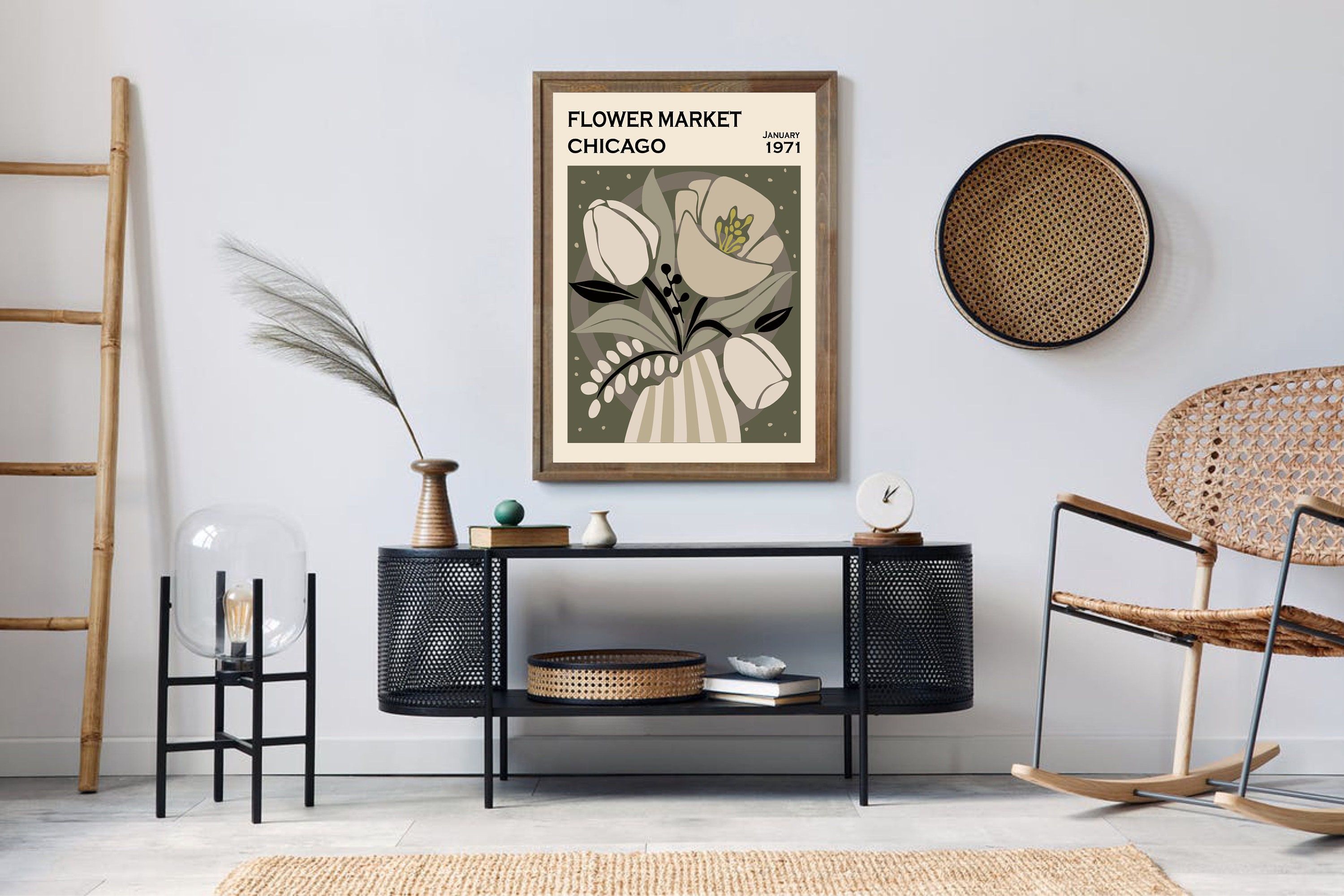 Flower Market Poster Set of 3 Printable Triptych Wall Art Retro Posters ...