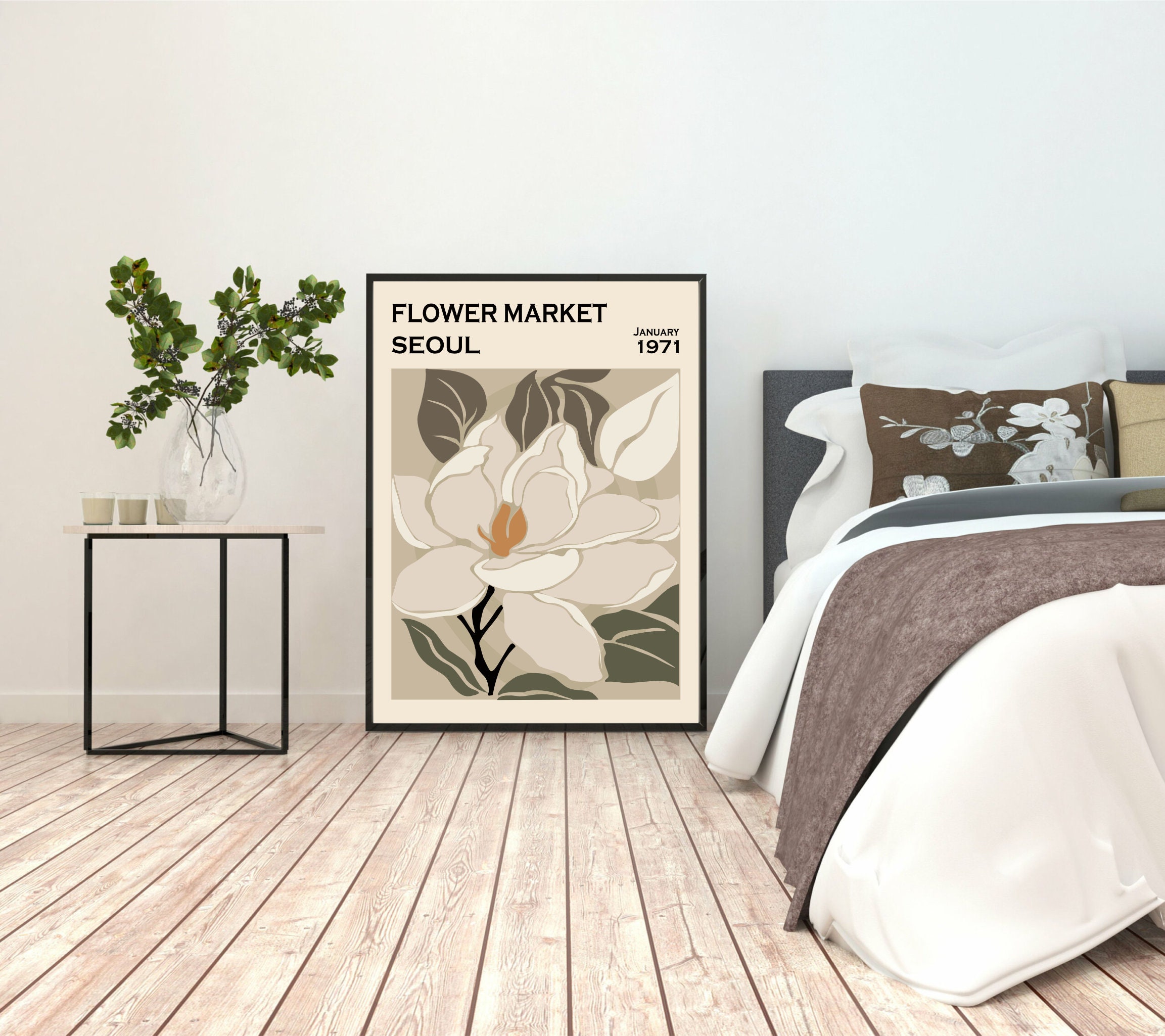 Flower Market Poster Set of 3 Printable Triptych Wall Art Retro Posters ...