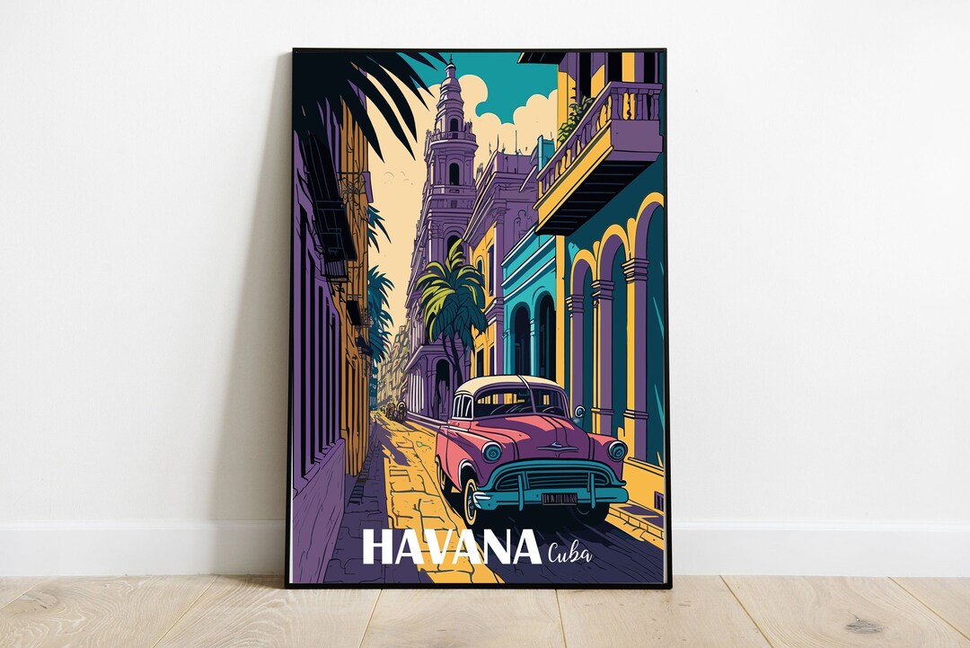 Havana Cuba Travel Poster Cuban Art Printable Vintage Wall Art Retro ...