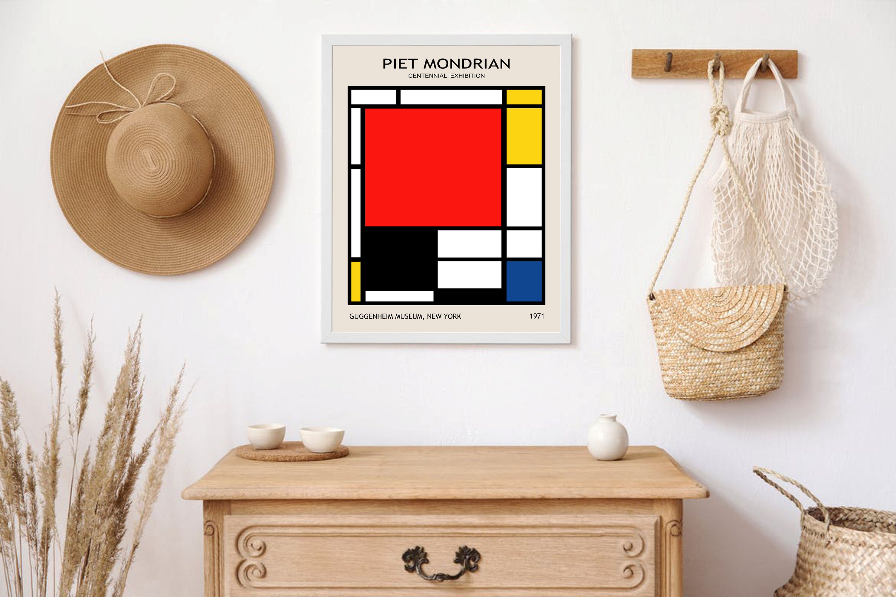 Piet Mondrian Print, Retro Exhibion Poster, Geometric Print, Mondrian Painting, Digital Download ...