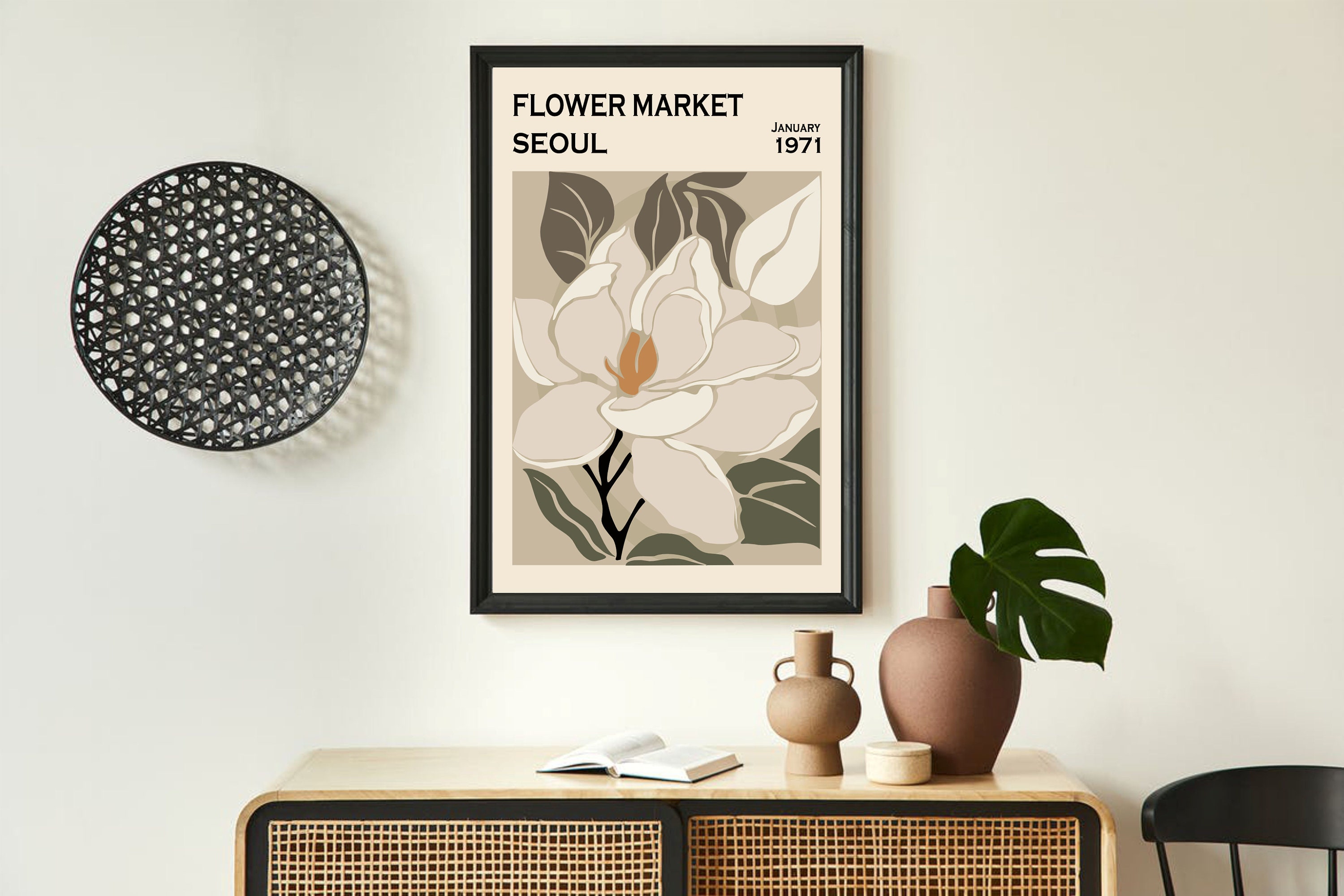 Flower Market Poster Set of 3 Printable Triptych Wall Art Retro Posters ...