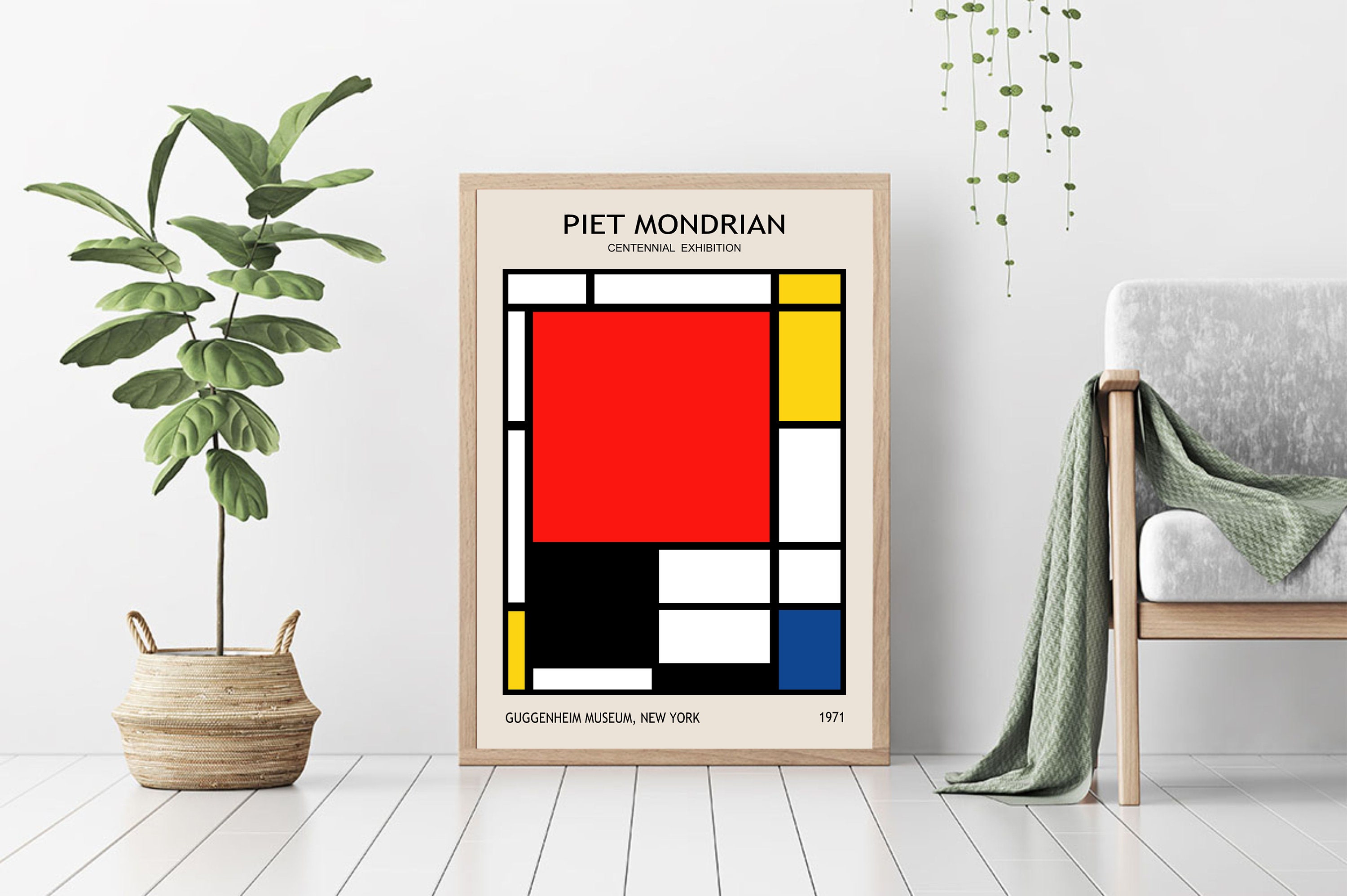 Piet Mondrian Print, Retro Exhibion Poster, Geometric Print, Mondrian Painting, Digital Download ...
