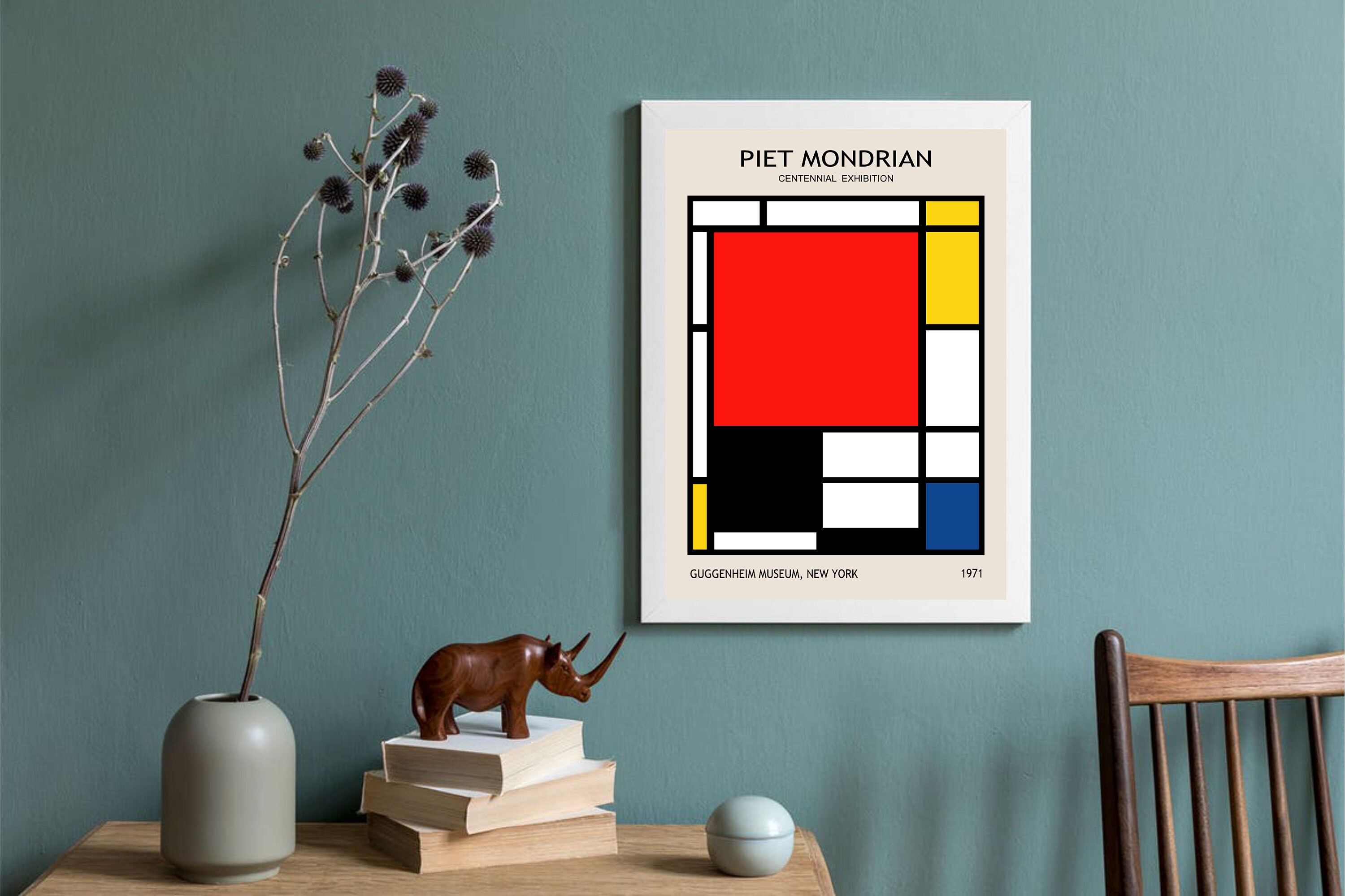 Piet Mondrian Print, Retro Exhibion Poster, Geometric Print, Mondrian Painting, Digital Download ...
