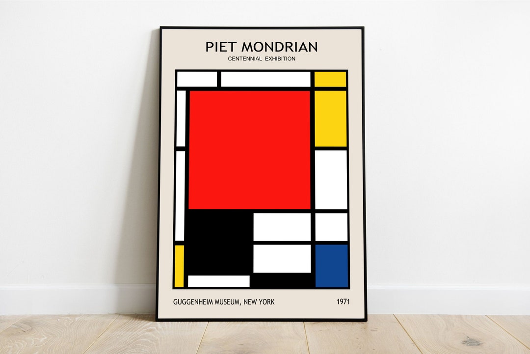 Piet Mondrian Print, Retro Exhibion Poster, Geometric Print, Mondrian ...