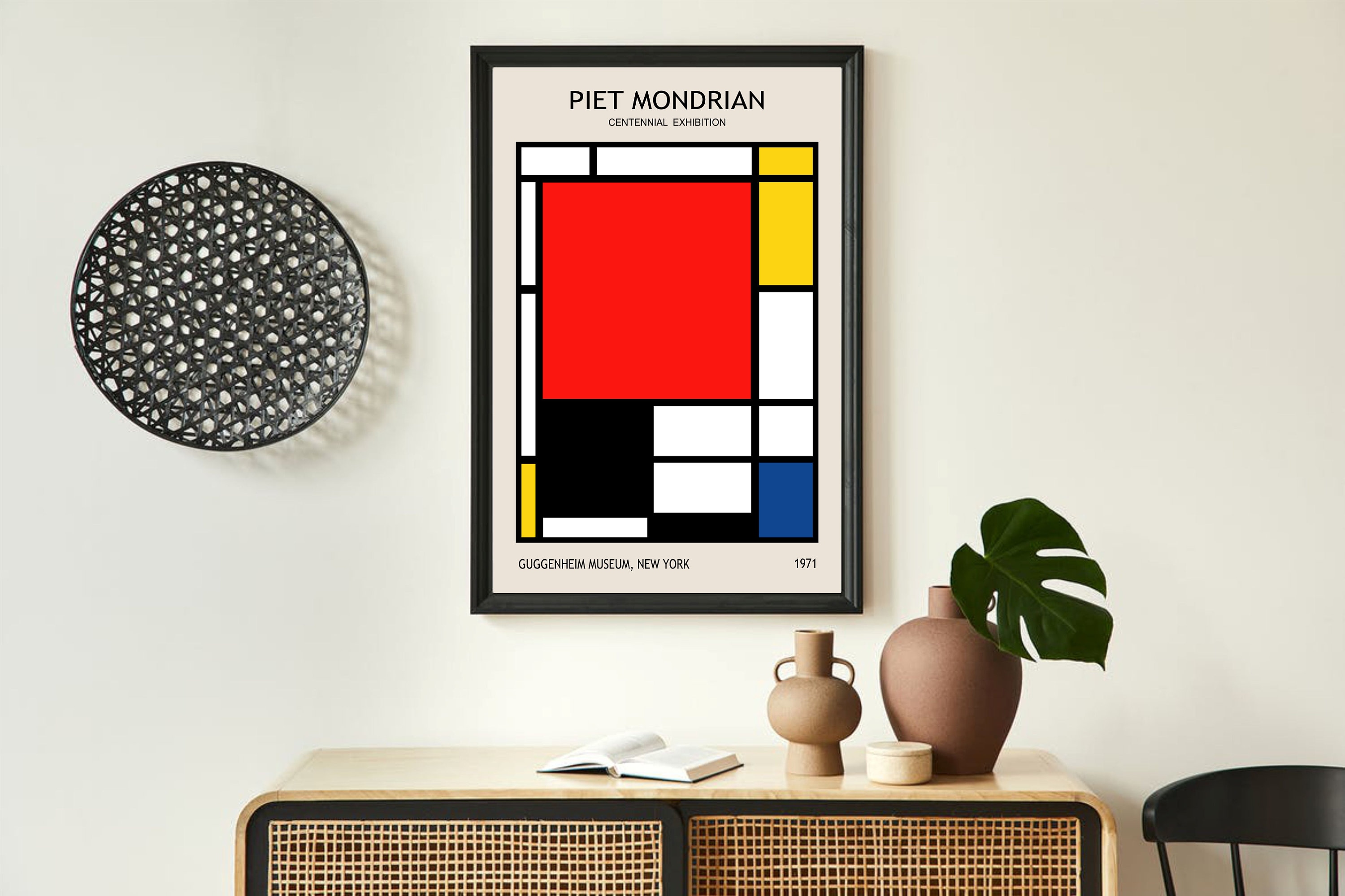 Piet Mondrian Print, Retro Exhibion Poster, Geometric Print, Mondrian ...